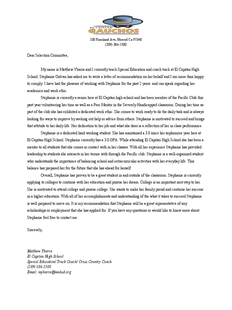 Letter Stephanie Galvan | PDF | Mentorship | Change