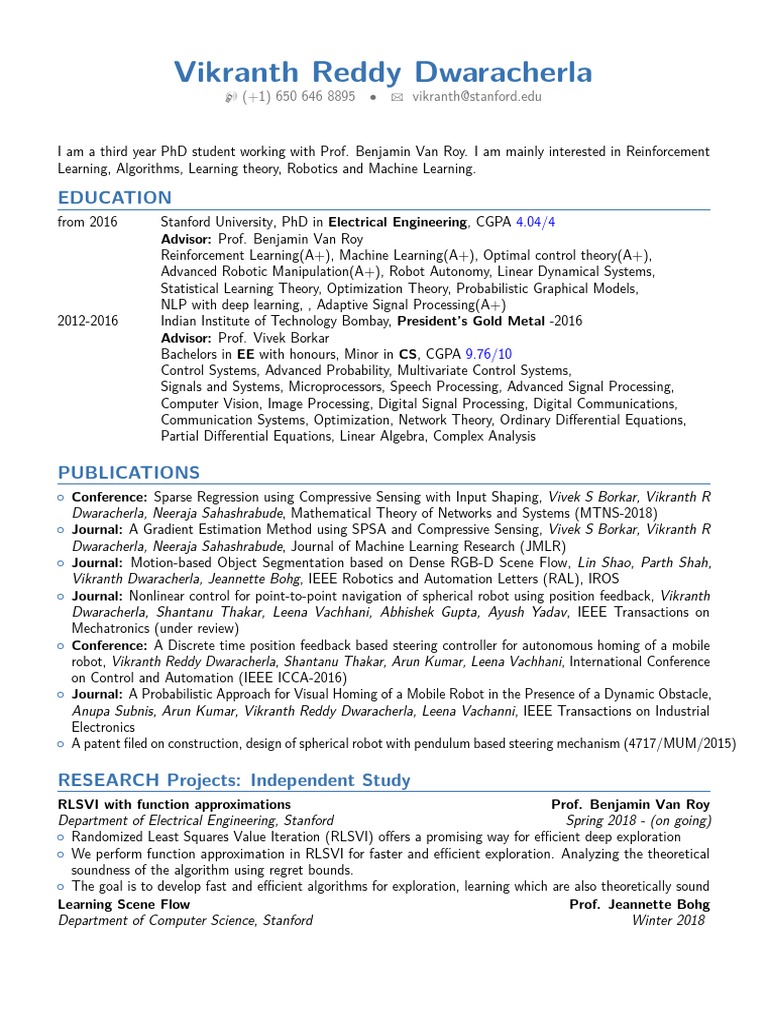 CV of Great PDF | PDF | Machine Learning | Control Theory