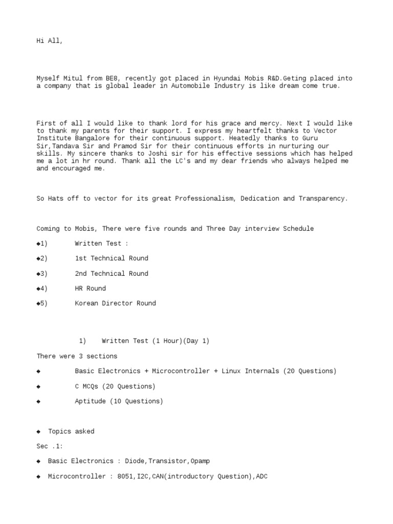 Hyundai Mobis Interview Experience | Download Free PDF | Logic Gate ...