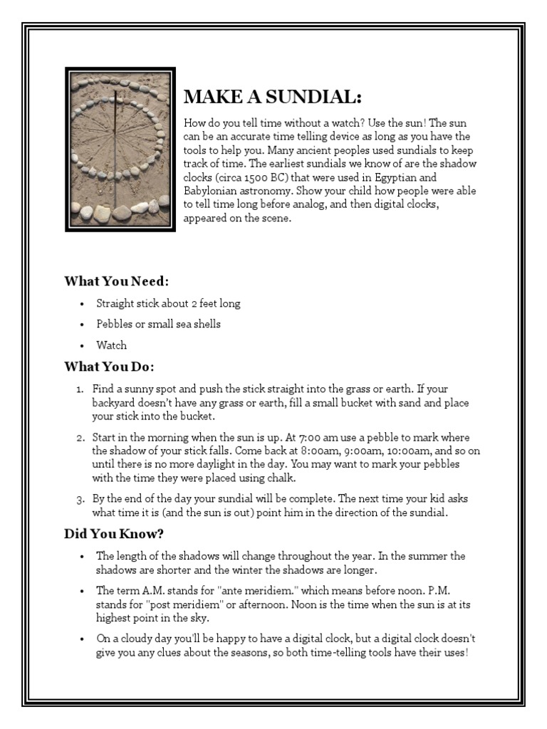 Make A Sundial | PDF | Rainbow | Machines