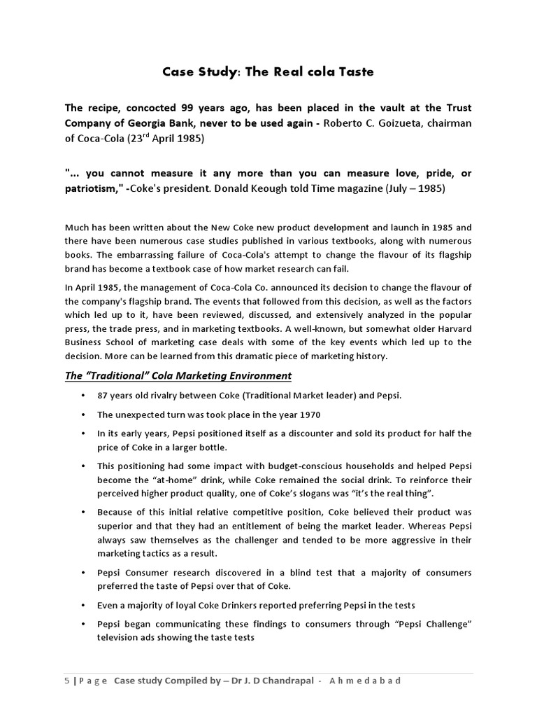 New Coke Case Study | PDF | Coca Cola | Pepsi