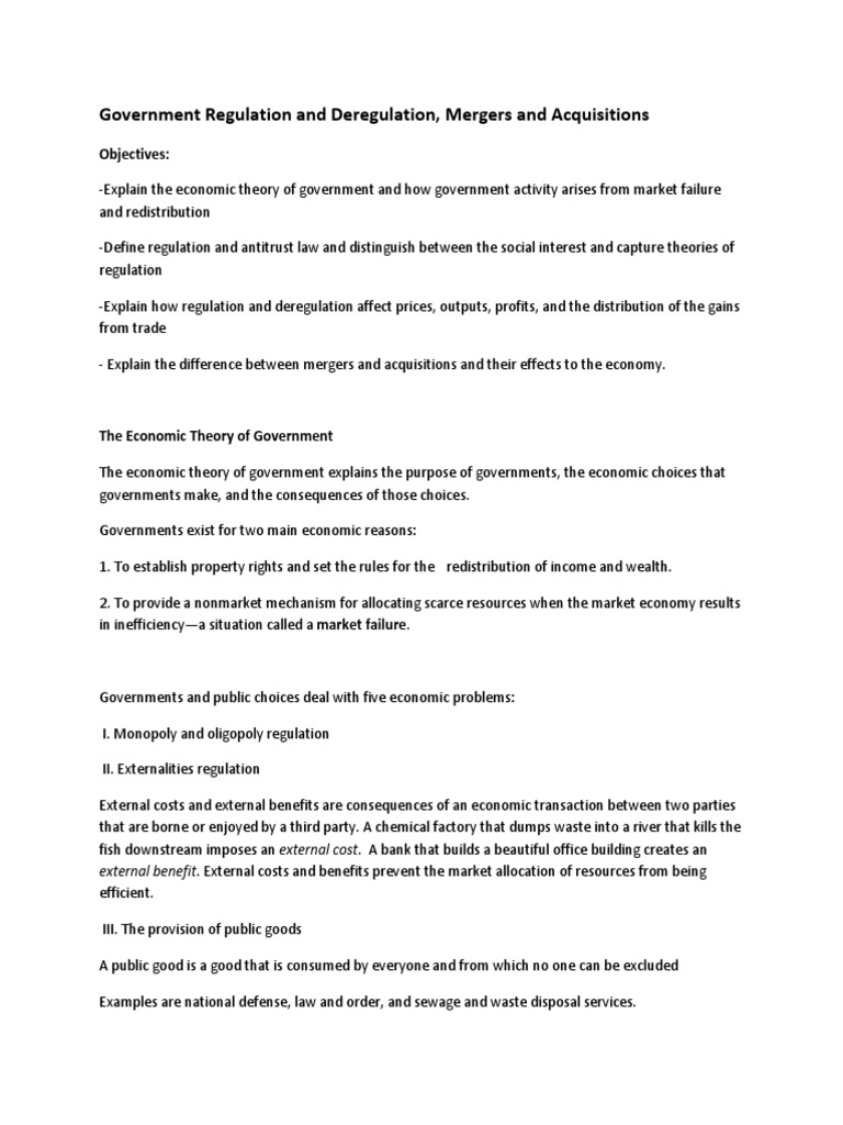 Government Regulation and Deregulation | PDF | Monopoly | Deregulation