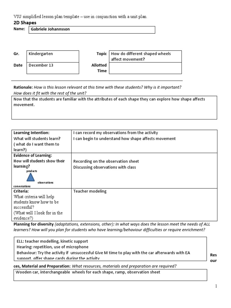 Science Shape On Movement Lesson | PDF | Lesson Plan | Behaviorism