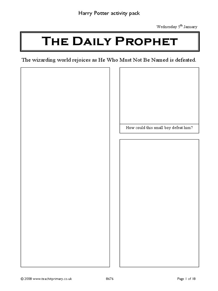The Daily Prophet: Harry Potter Activity Pack | PDF | Contemporary ...