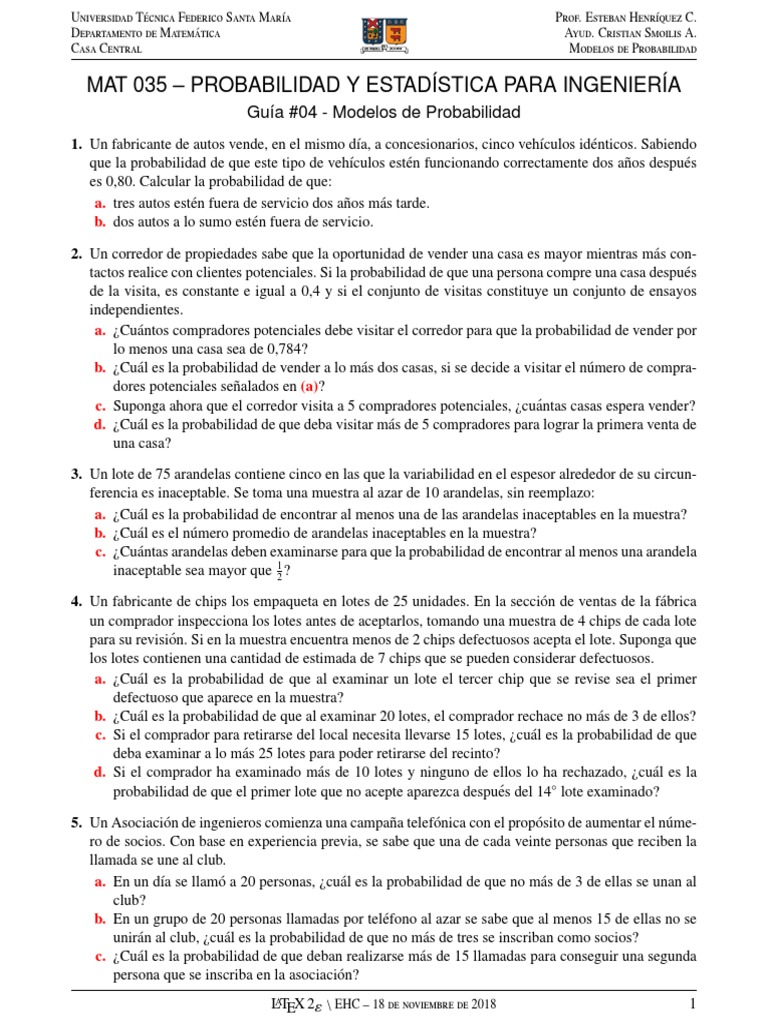 Guia Proba | PDF | Probabilidad | Distribución normal
