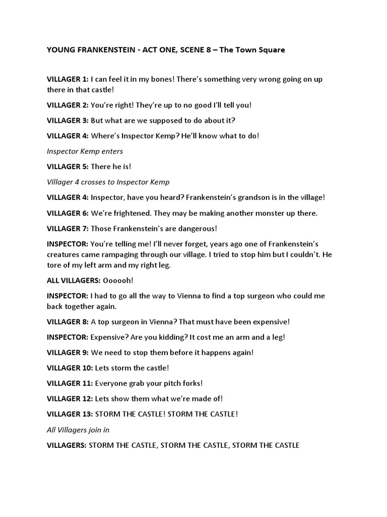 Young Frankenstein Scene Script | PDF