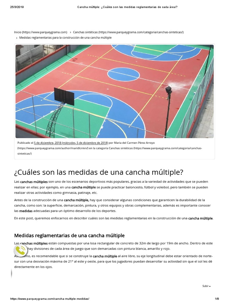 Cancha Múltiple - ¿Cuáles Son Las Medidas Reglamentarias de Cada Área ...