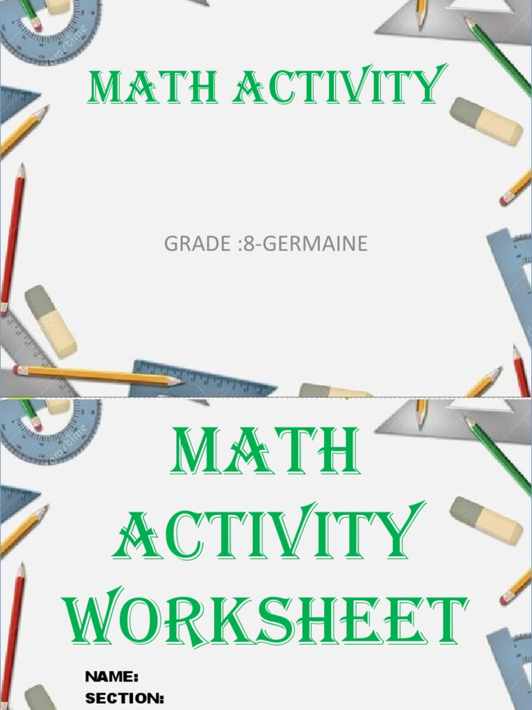 Math Activity: Grade:8-Germaine | PDF | Career & Growth