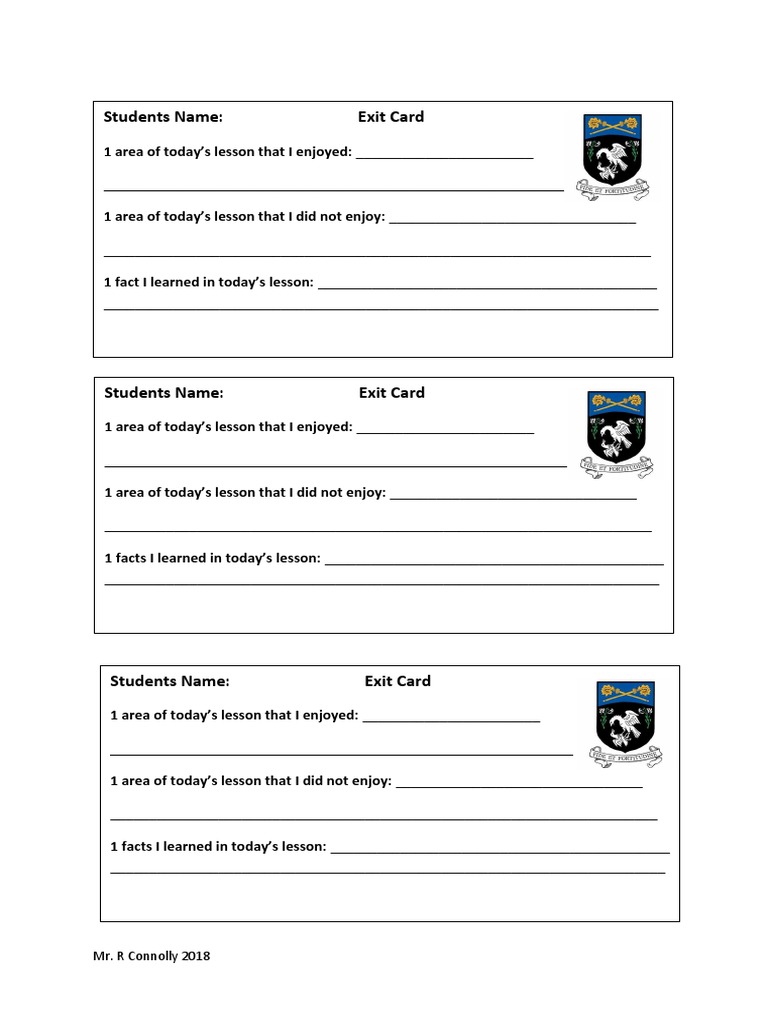 Exit Cards | PDF