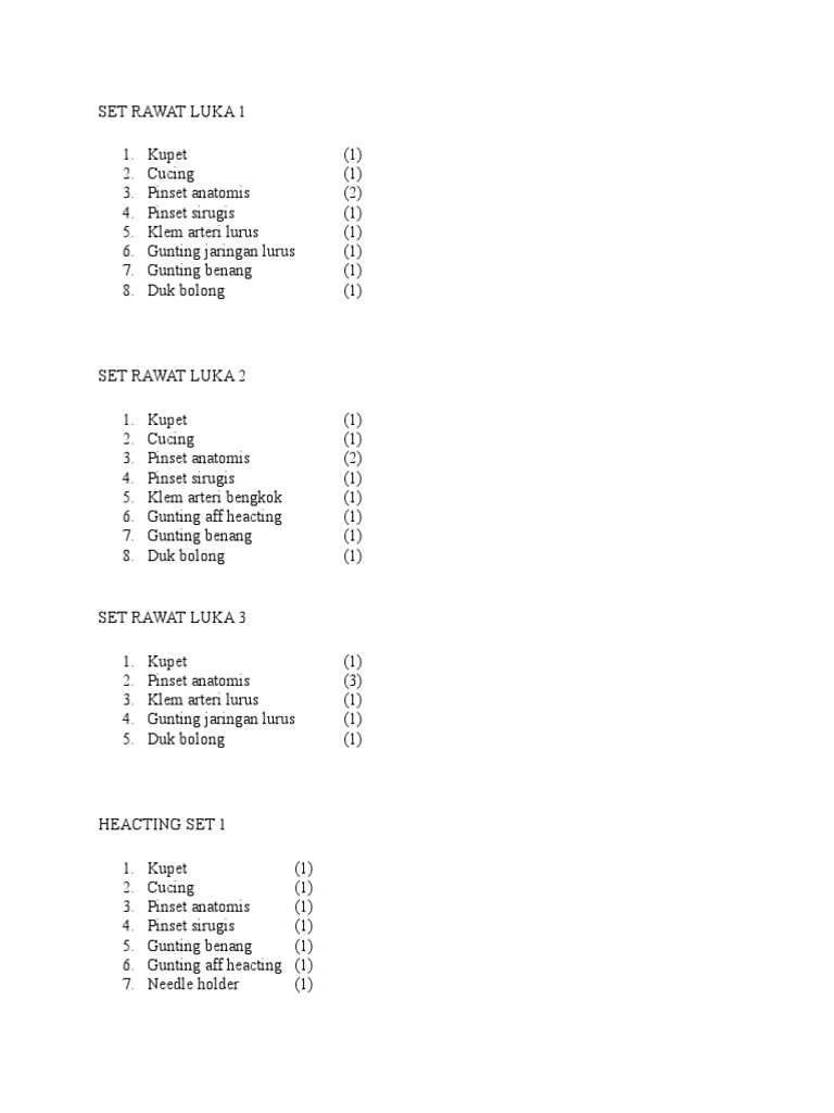 Alat dan Set Rawat Luka Medis | PDF | Teaching Methods & Materials ...