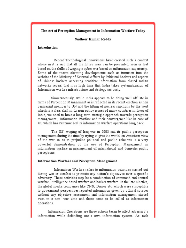 Perception Management in Information Warfare | PDF | Cyberwarfare ...