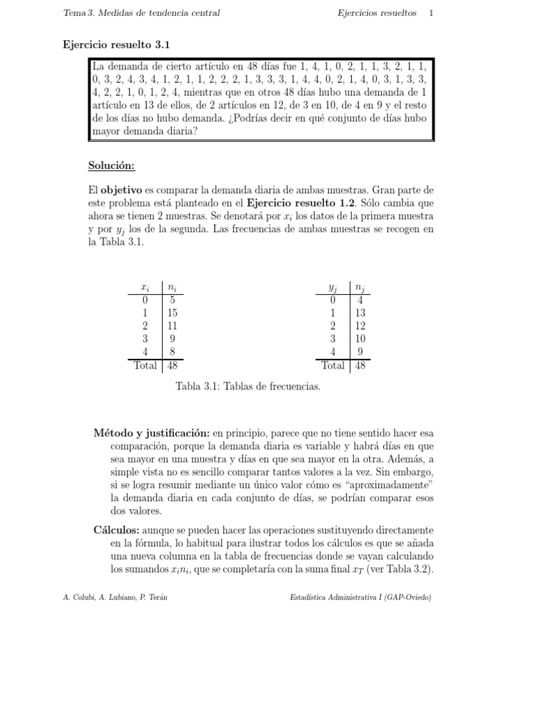 Tema3 EAI Ejemplos PDF | PDF | Mediana | Análisis estadístico