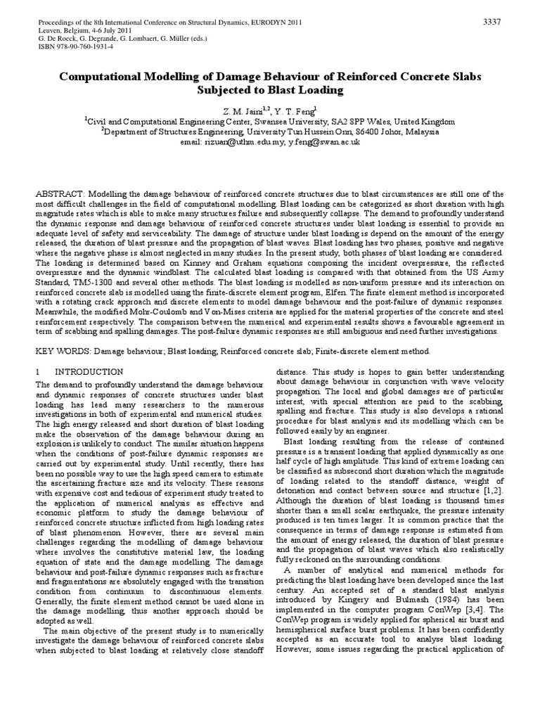 Computational Modelling of Damage Behaviour of Reinforced Concrete Slabs Subjected To Blast ...
