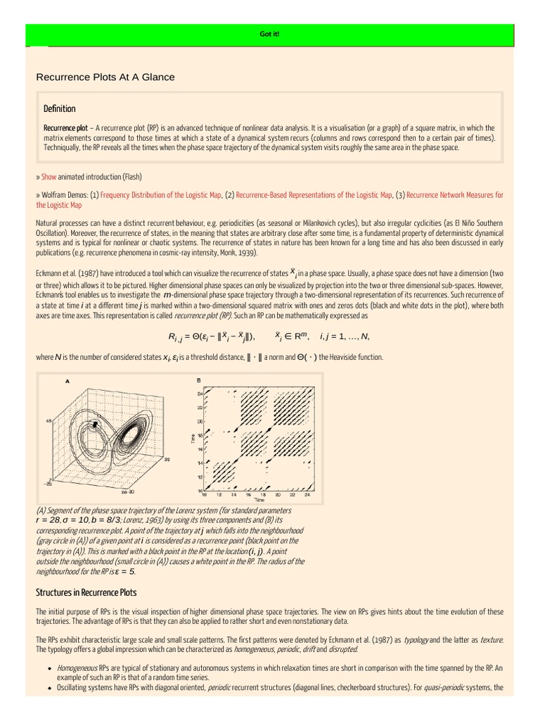 Recurrence Plot TK | PDF | Systems Theory | Mathematical Physics