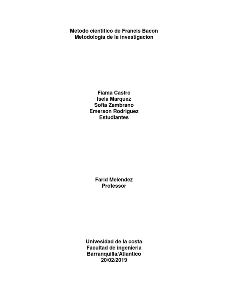 Método Científico de Francis Bacon | PDF | Francis Bacon | Razonamiento ...