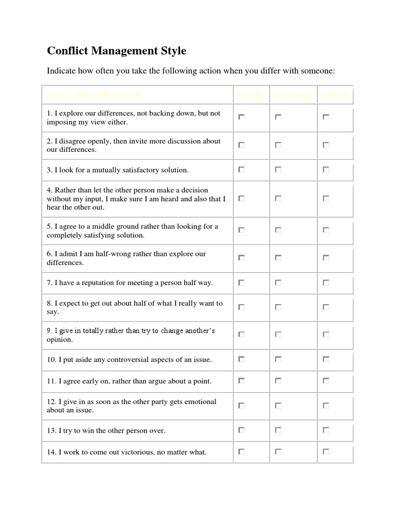 Conflict Management Style | Download Free PDF | Conflict Resolution ...