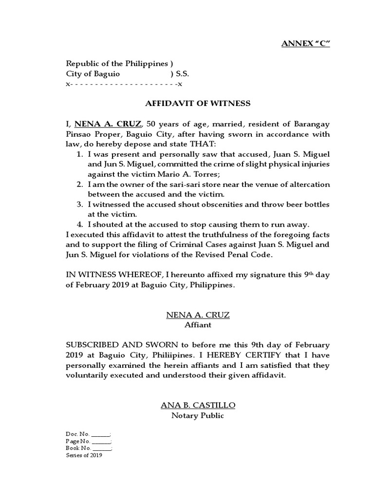 Affidavit of Witness | PDF