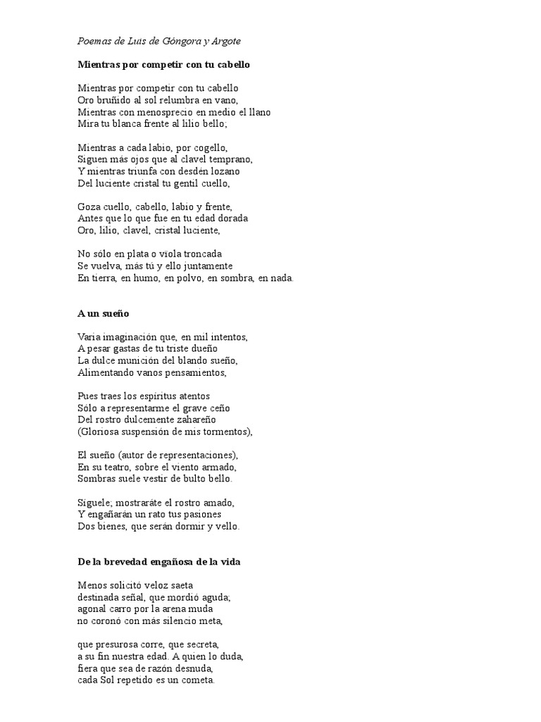 Sonetos de Luis de Góngora y de Francisco de Quevedo | PDF | Derecho