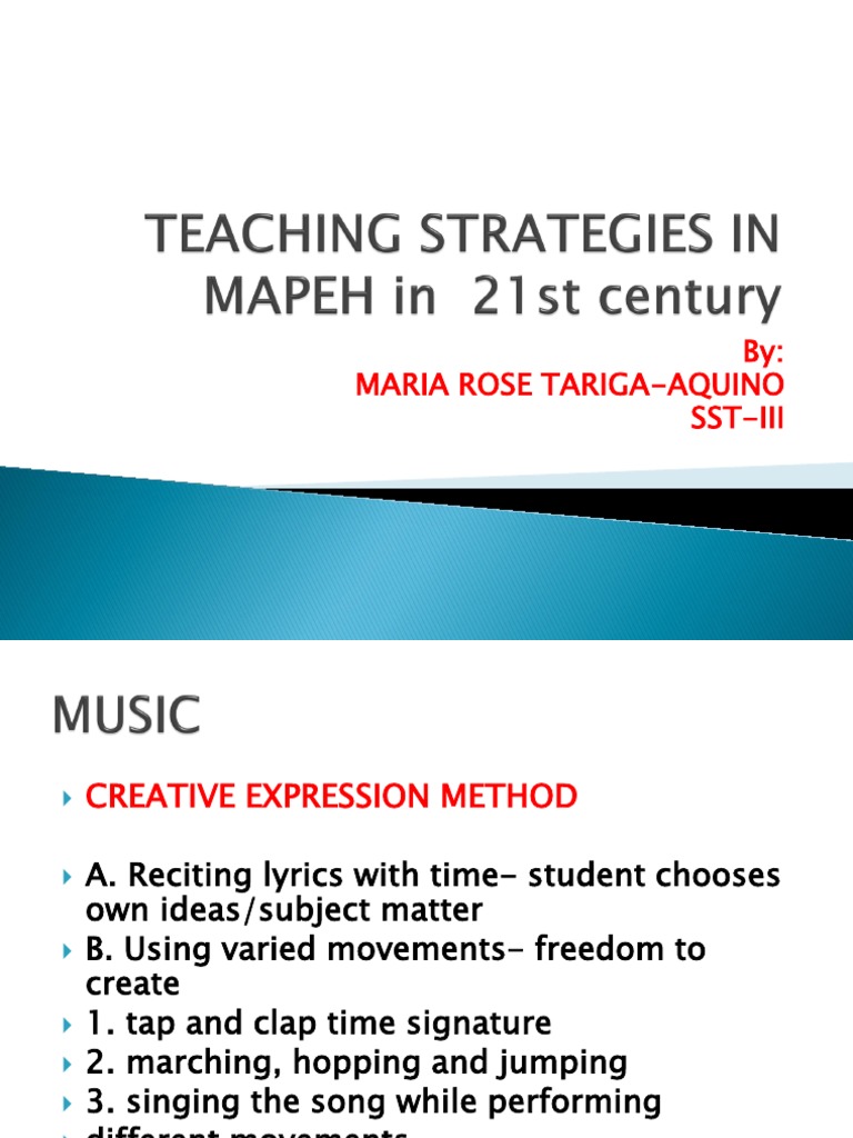Teaching Strategies in Mapeh Inset Speaker | PDF | Music Education ...