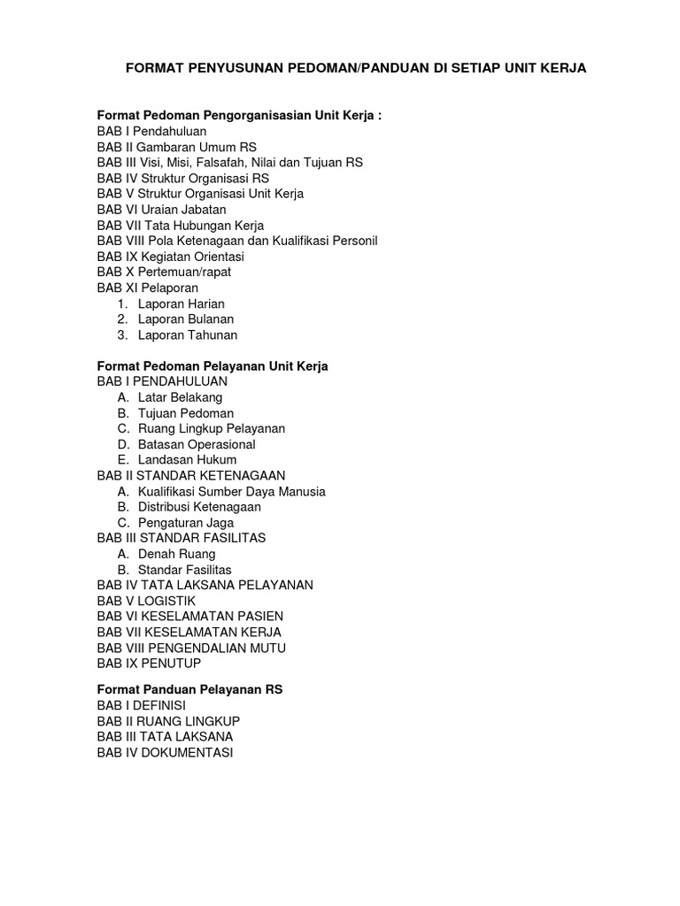 Format Penyusunan Pedoman | PDF