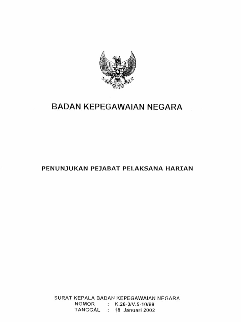 Surat Kepala BKN Nomor K.26-3V.5-1099 Tentang Penunjukan-Pejabat-Plh ...