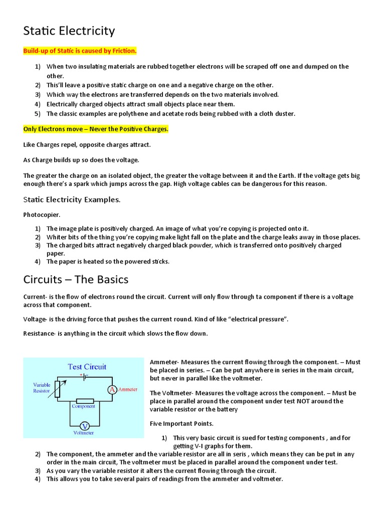 Static Electricity: Circuits - The Basics | PDF | Electrical Resistance ...