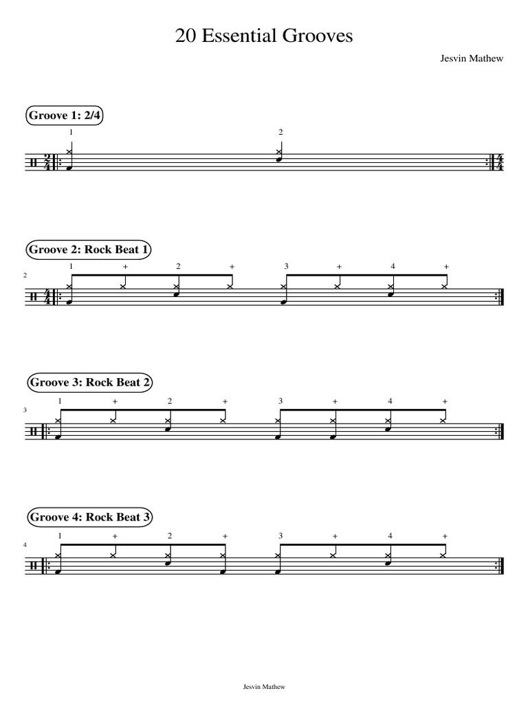 20 Essential Drum Grooves Pdf Contemporary Music Performing Arts