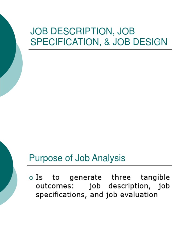 Job Description and Specification Guide | PDF | Employment ...