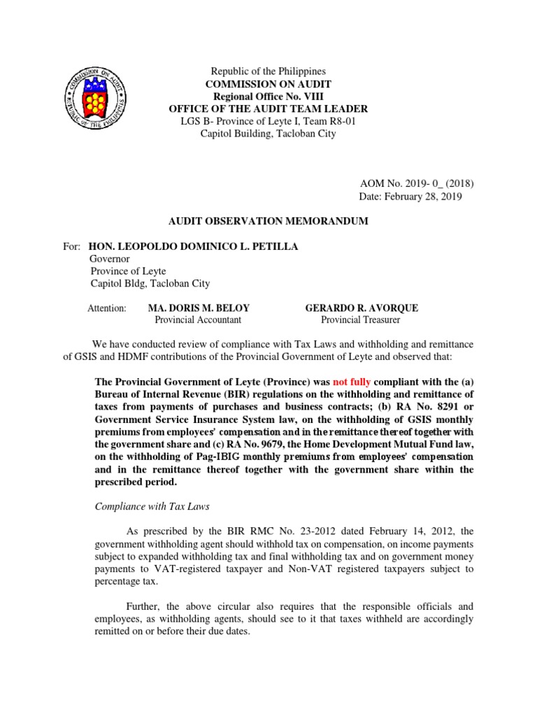 AOM Compliance | Download Free PDF | Withholding Tax | Employment