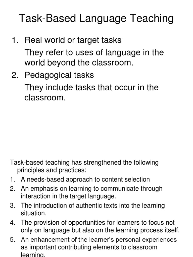 Task-Based Language Teaching | PDF | Language Education | Learning