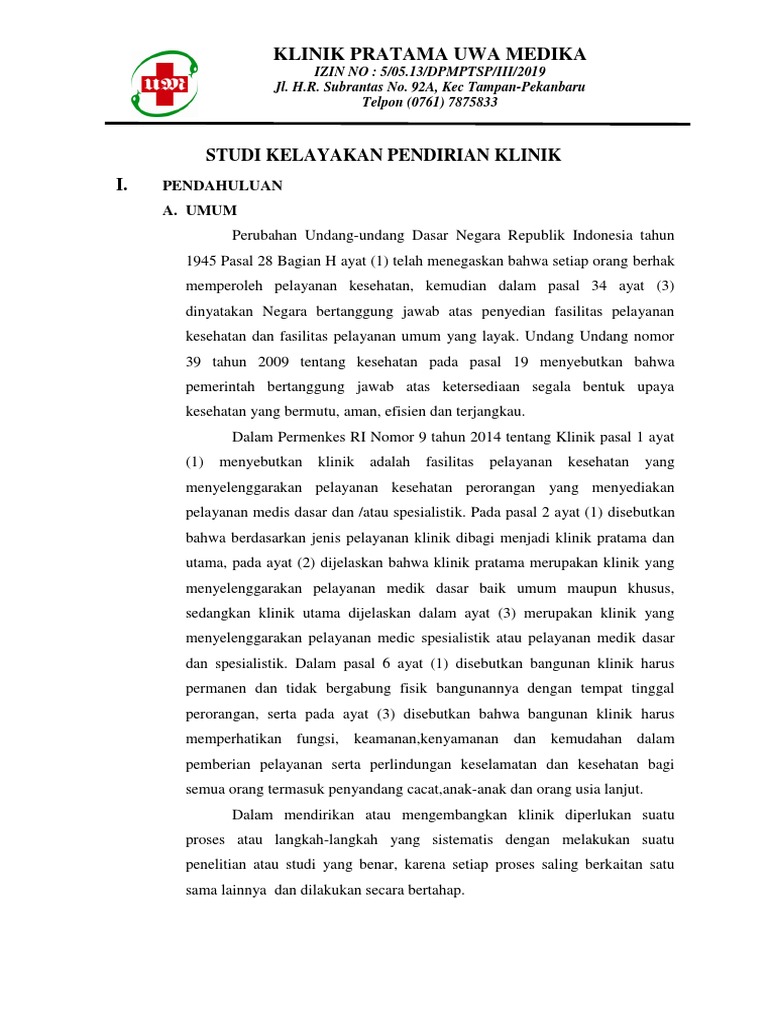 Studi Kelayakan Pendirian Klinik | PDF