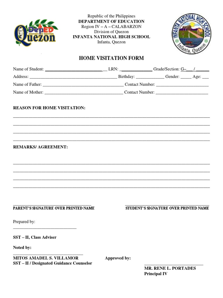 Home Visitation Form Simplified | PDF