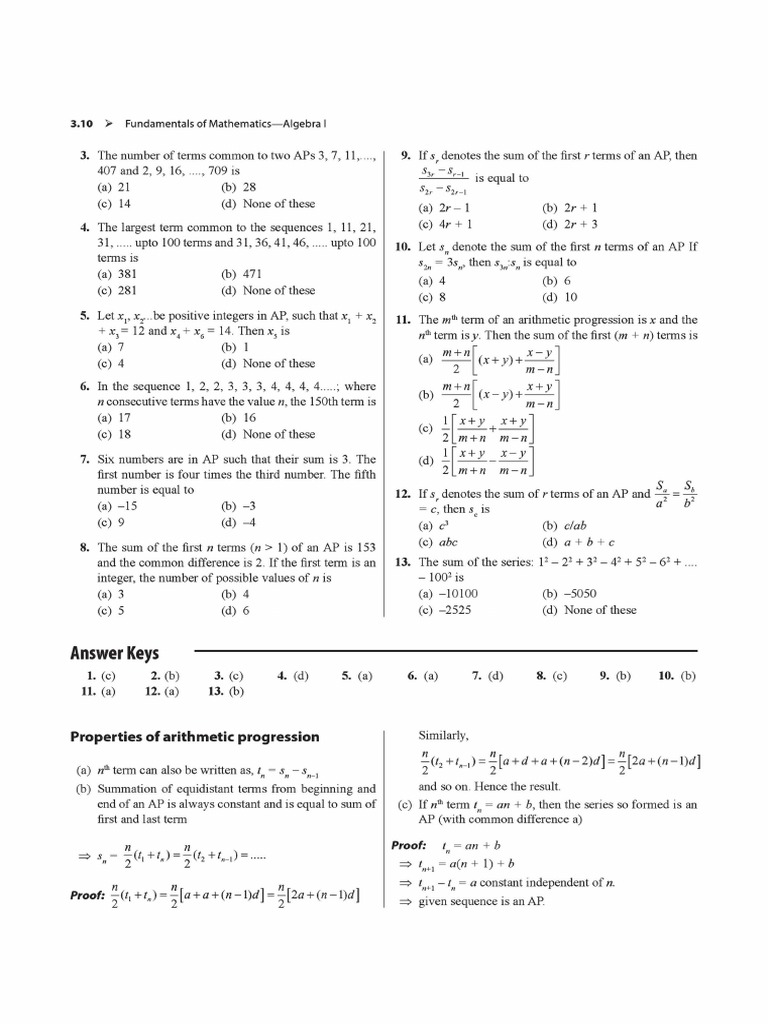 (IIT JEE) Sanjay Mishra - Algebra 1 Fundamentals of Mathematics-Pearson PDF | PDF | Summation ...