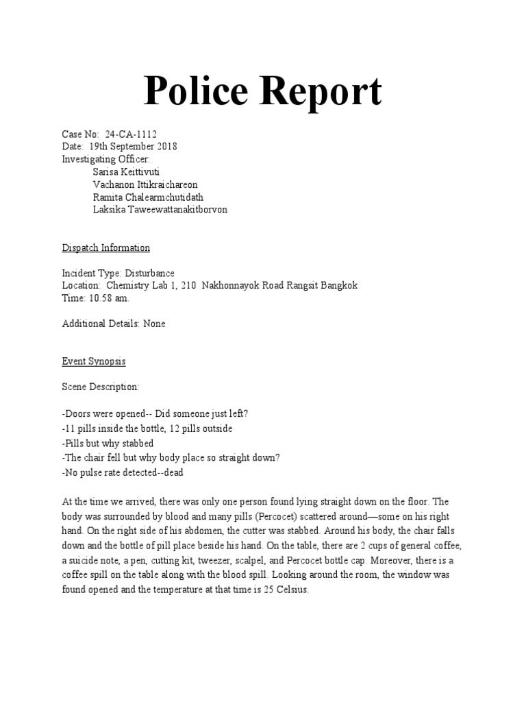 Project - Crime Scene Report Template | PDF | Crime Scene | Dna Profiling