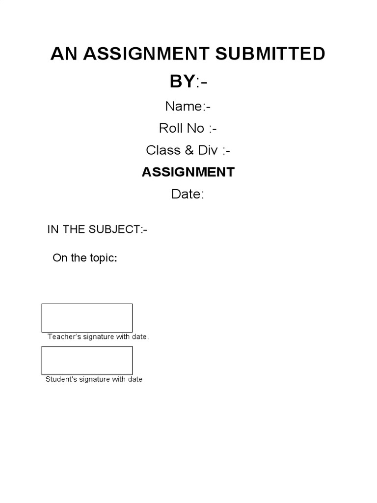 An Assignment Submitted BY: Name:-Roll No: - Class & Div: - Date | PDF