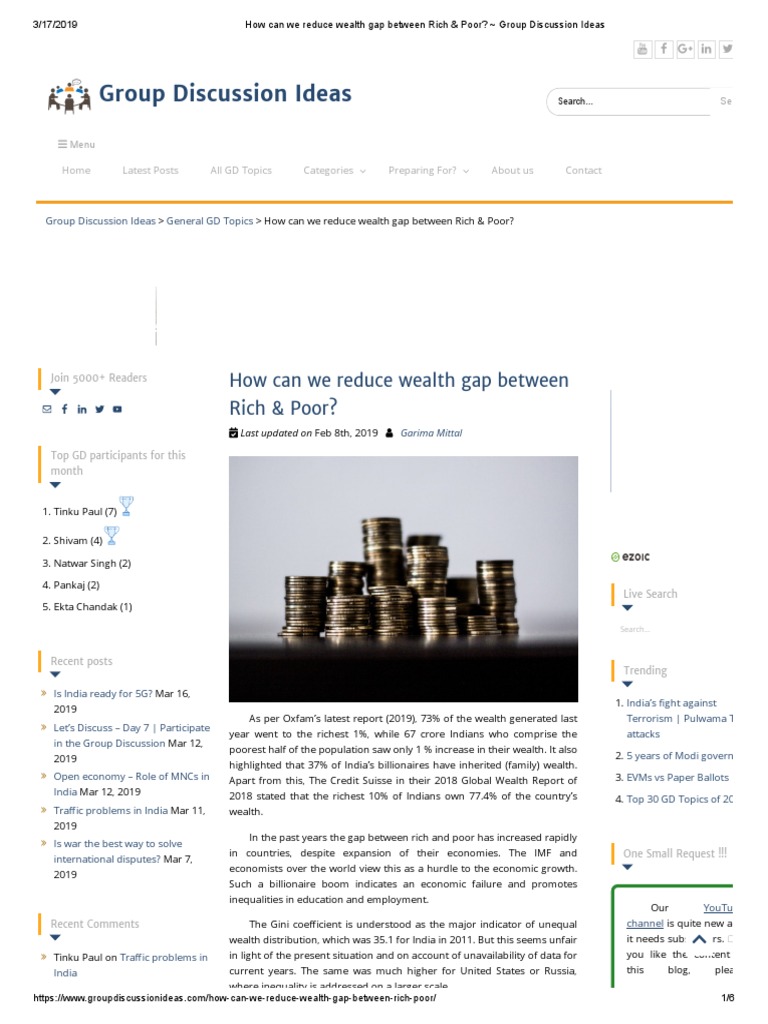 How Can We Reduce Wealth Gap Between Rich & Poor Class Note | PDF ...