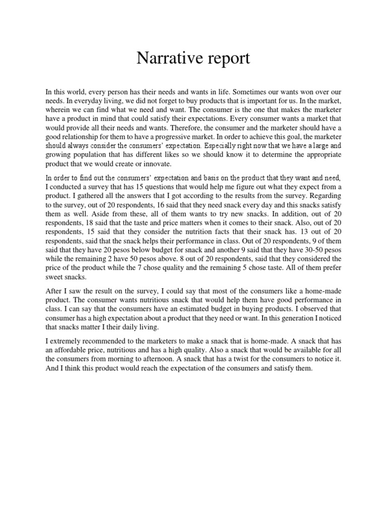 Narrative Report | PDF | Foods | Retail