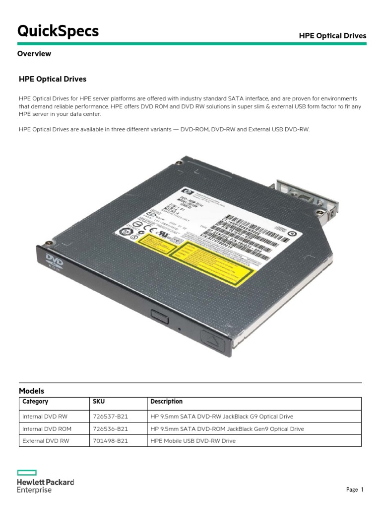 HPE Optical Drives | PDF | Cd Rom | Compact Disc
