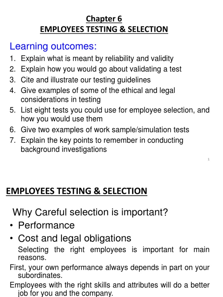 Employees Testing & Selection | PDF | Background Check | Validity ...