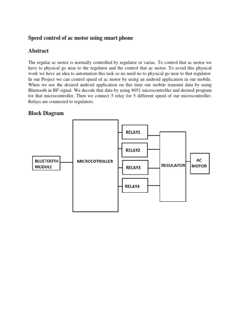 Speed Control of Ac Motor Using Smart Phone | PDF | Capacitor | Resistor