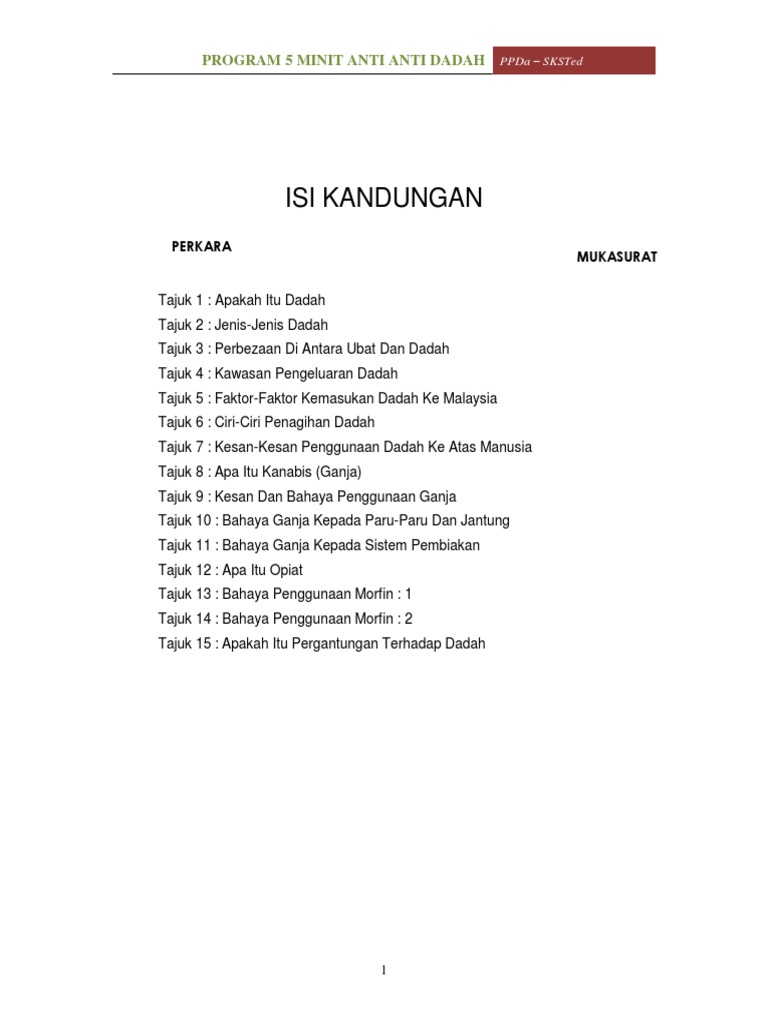 Mesej 5 Minit Anti Dadah | PDF