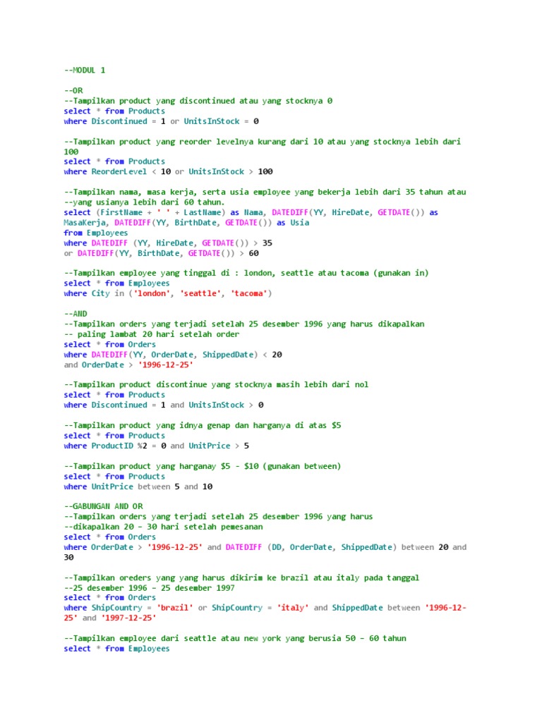 Query SQL untuk Analisis Data Produk dan Karyawan | PDF