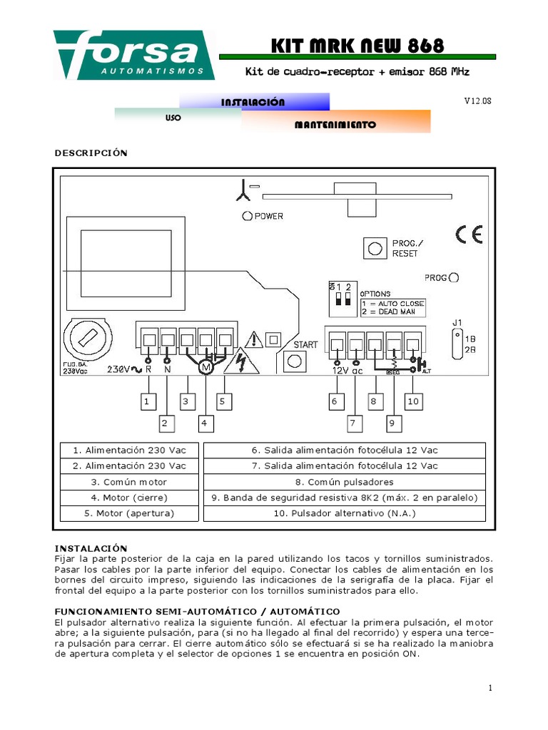 Forsa Automatic Motors Gate | PDF | Equipo | Bienes manufacturados