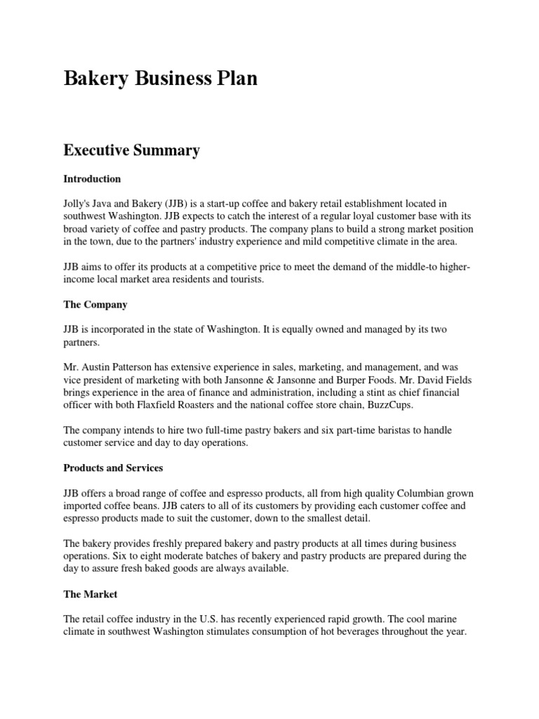 Sample - Bakery Business Plan | PDF | Value Added Tax | Coffee