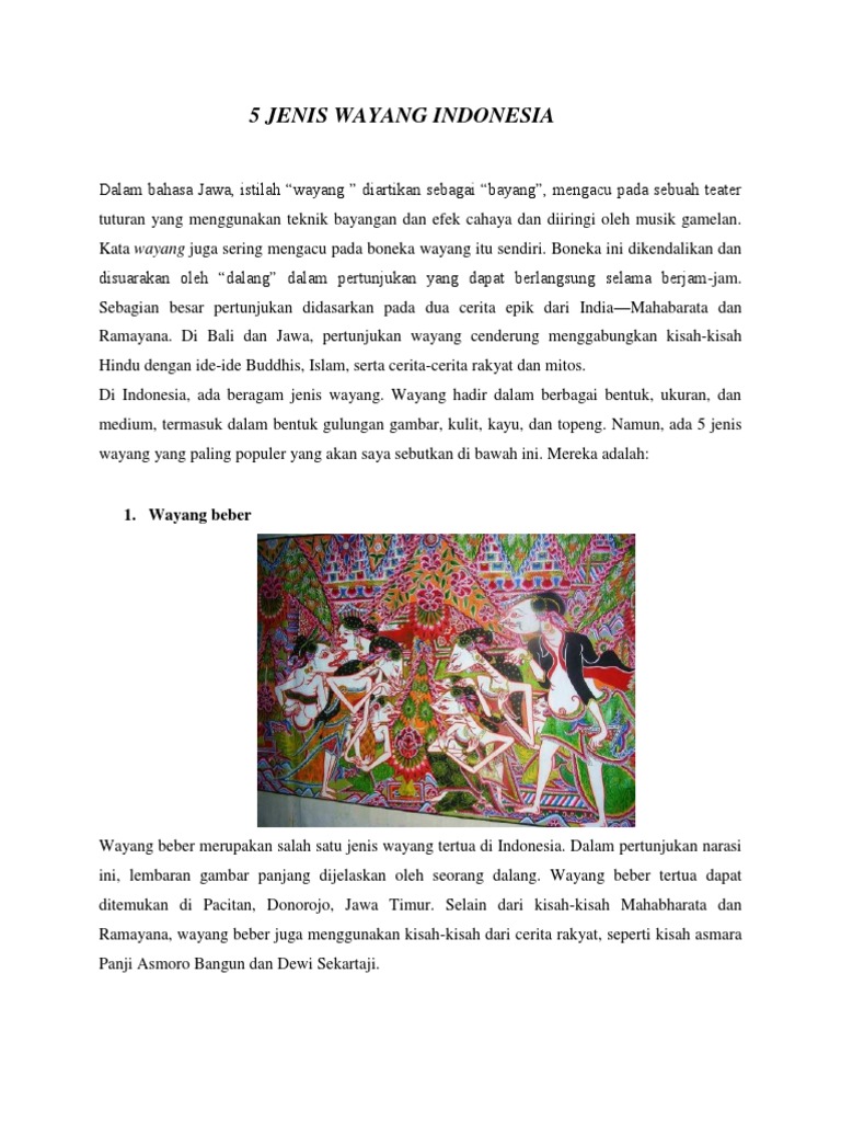 5 Jenis Wayang Indonesia | PDF