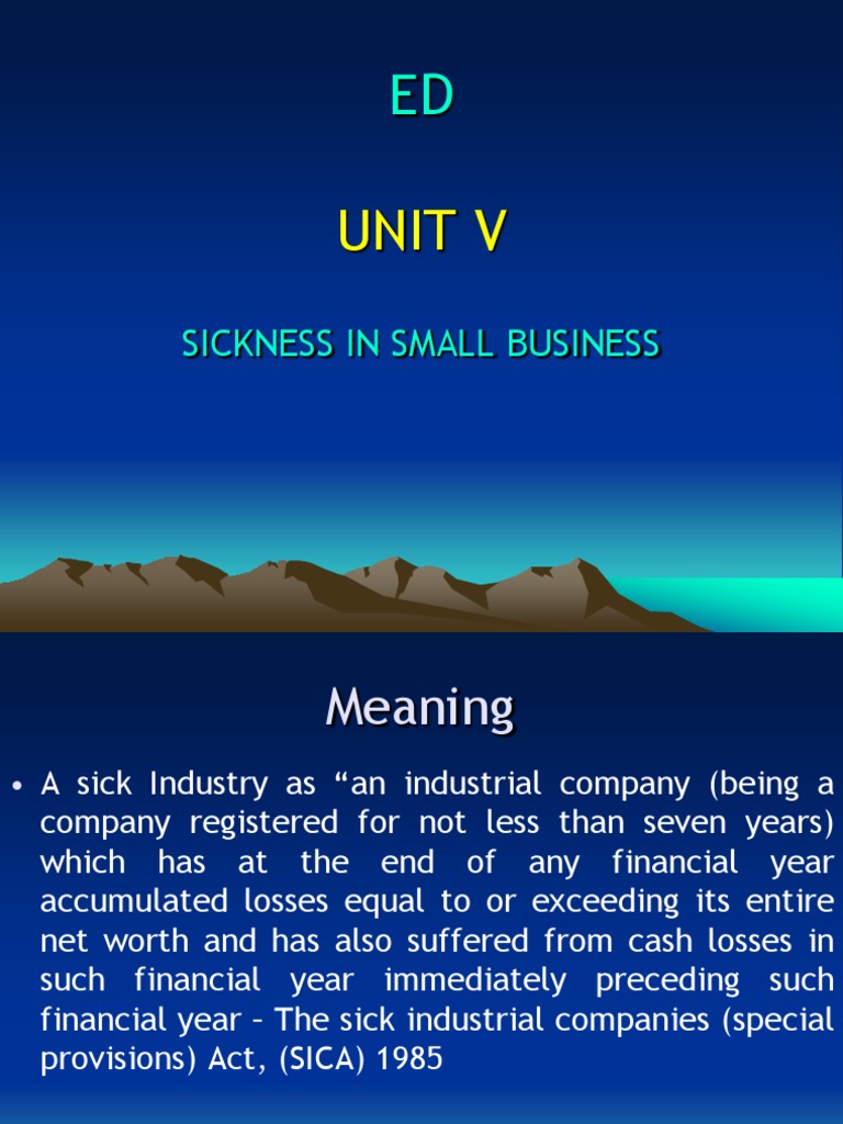 Unit V: Sickness in Small Business | PDF | Banks | Small Business