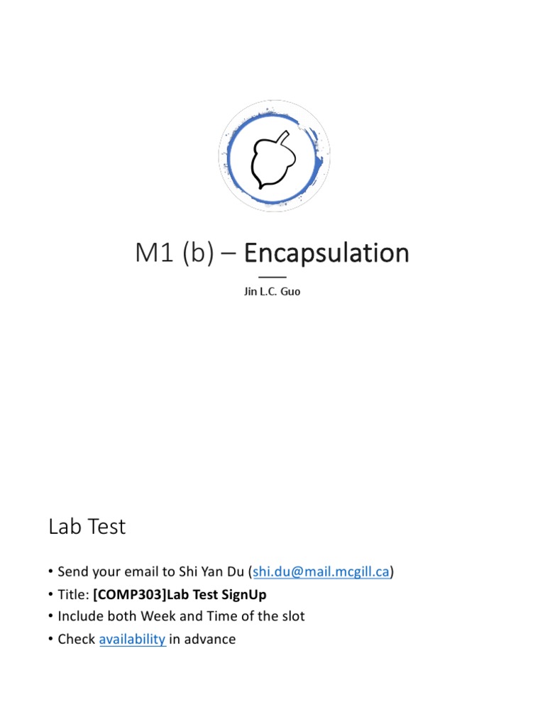 Encapsulation: Jin L.C. Guo | PDF | Method (Computer Programming ...