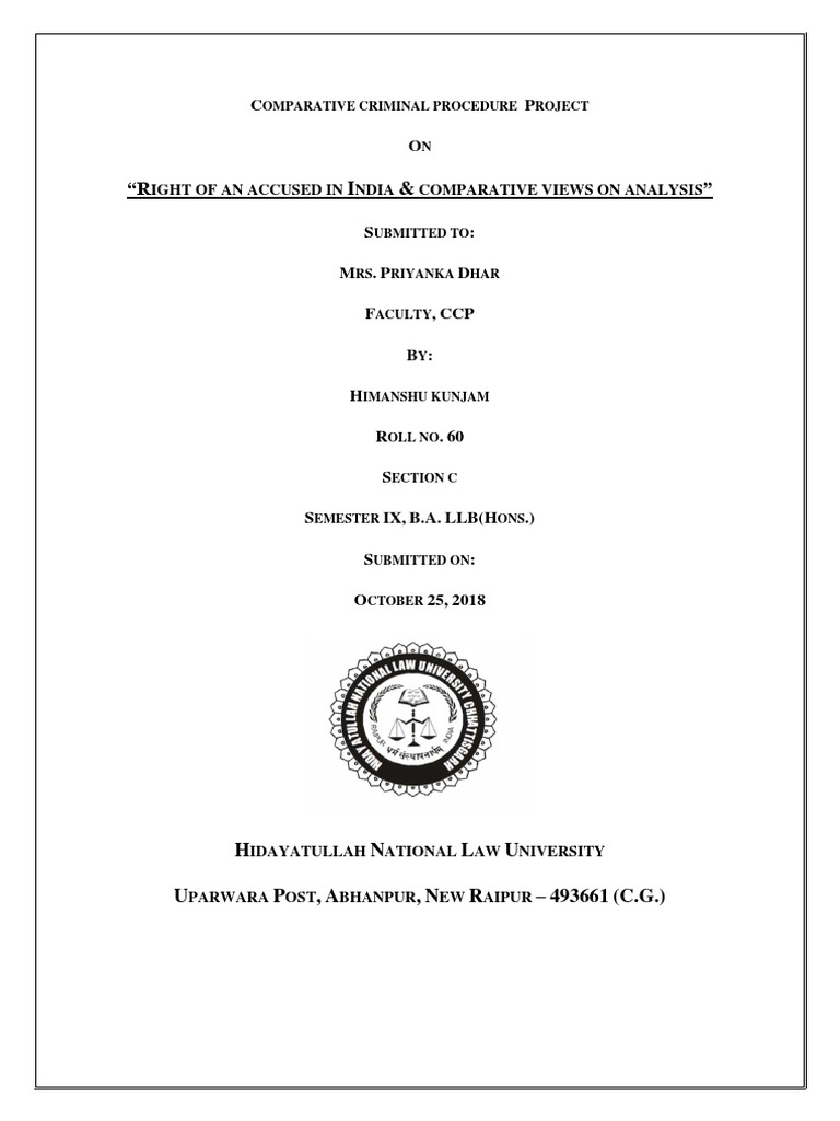 Comparative Criminal Procedure Project Kunjan 60 | PDF | Criminal ...