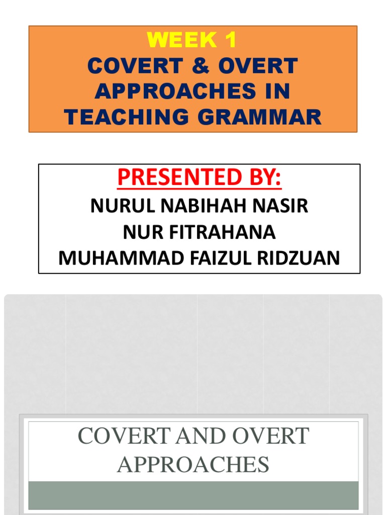 Covert & Overt Approaches | PDF | Teachers | Learning