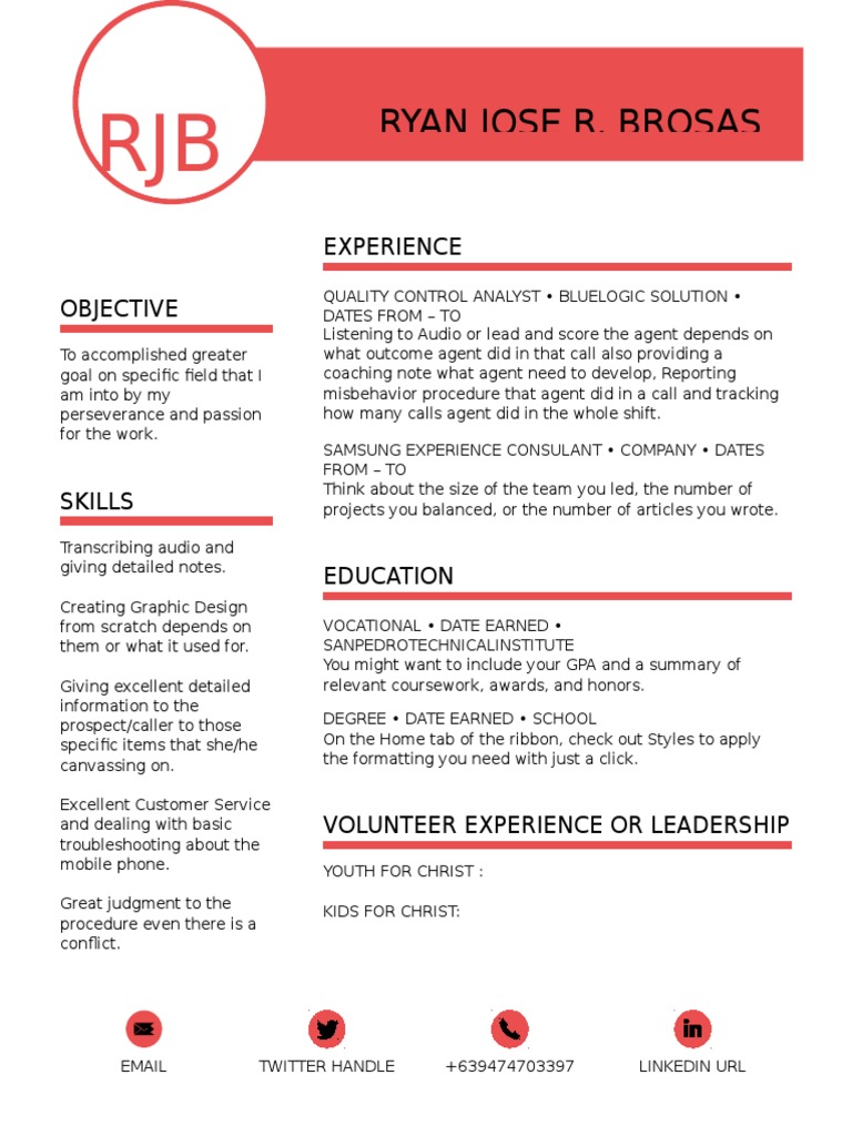 Ryan Jose R. Brosas: Experience | PDF